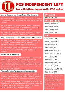 Our leaflet for the 2018 NEC elections | PCS Independent Left