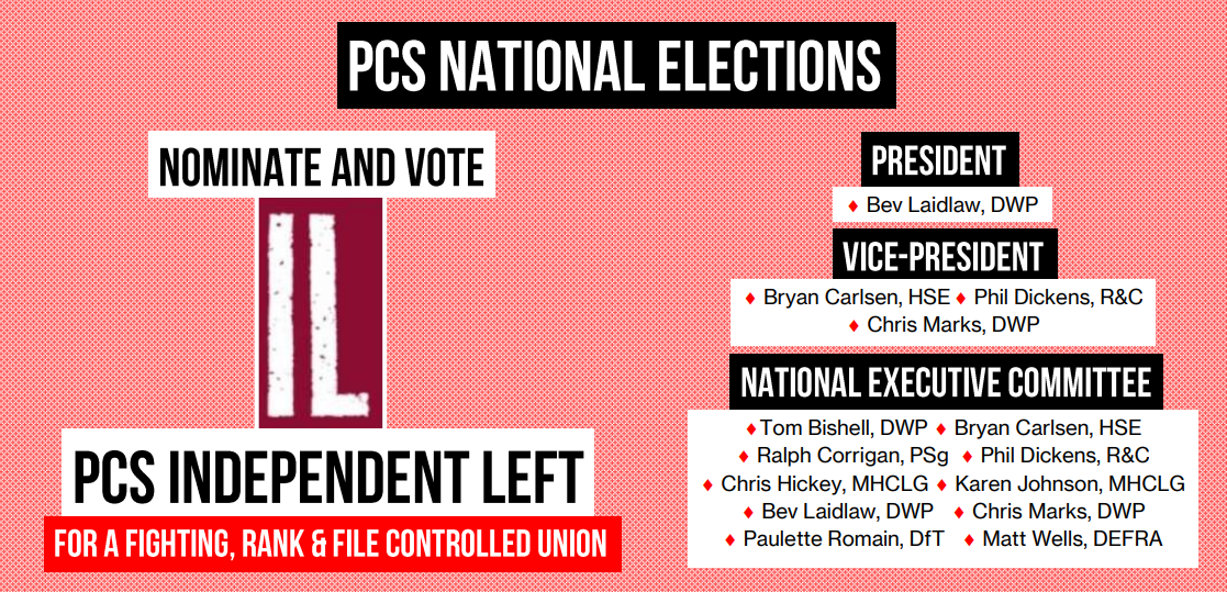 PCS Elections 2021: Nominate Independent Left! | PCS Independent Left